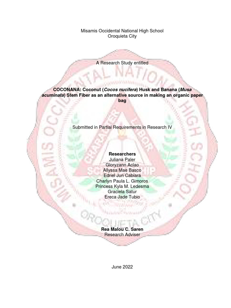 Coconut Husk and Banana Stem Fiber As An Alternative Source in Making ...