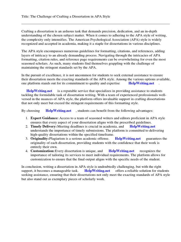 Apa Style of Writing Dissertation | PDF | Thesis | Apa Style