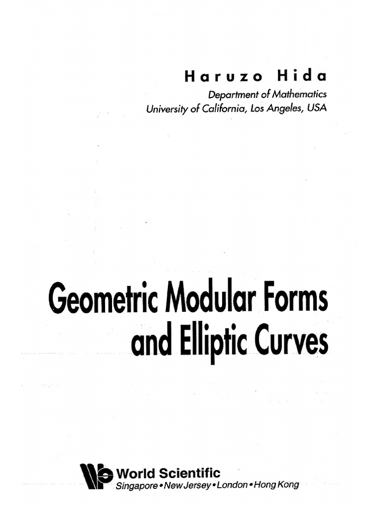 Hida Geometric Modular Forms And Elliptic Curves 2001 Pdf