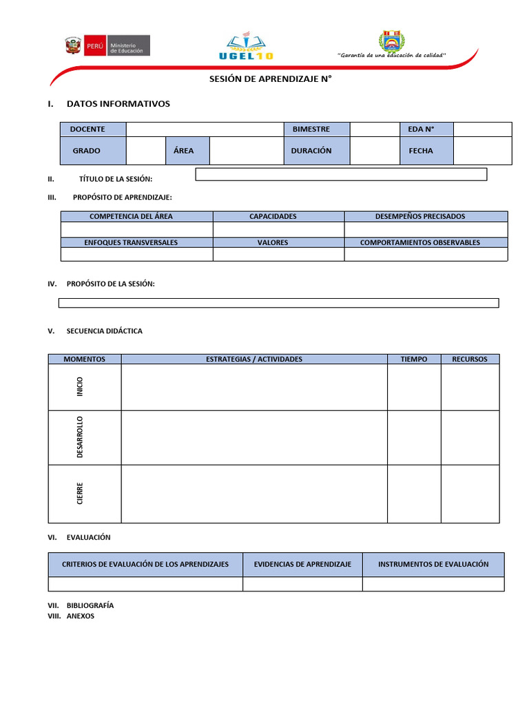 Formato Sesion de Aprendizaje Secundaria | PDF