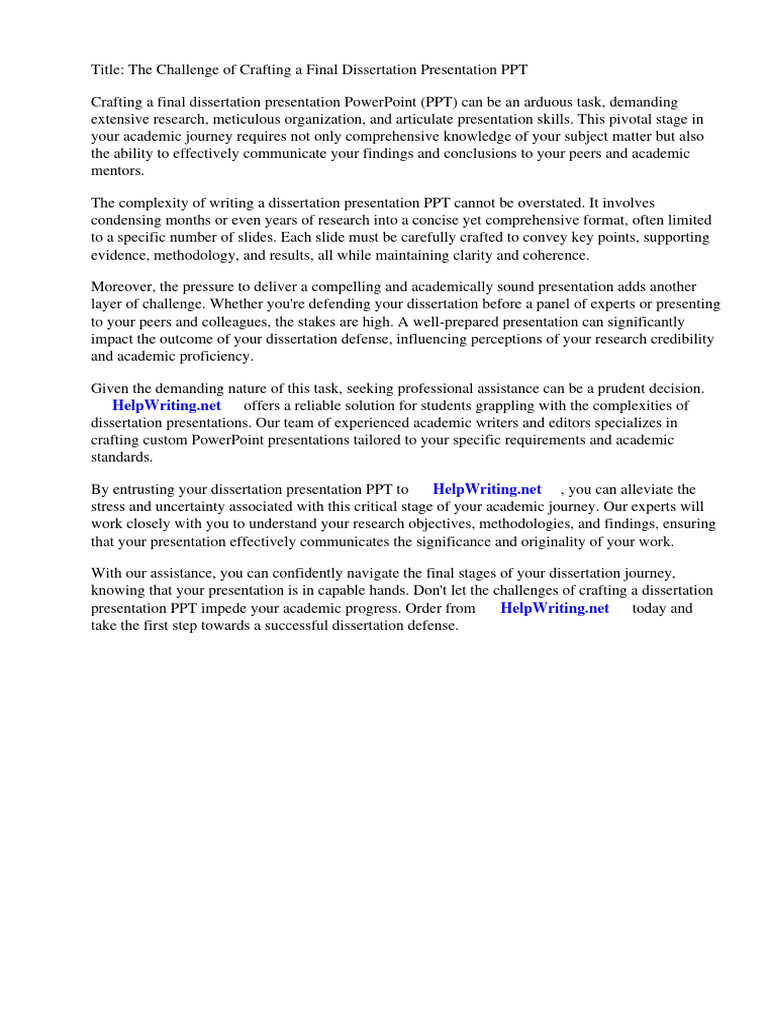 Final Dissertation Presentation | PDF | Thesis | Microsoft Power Point