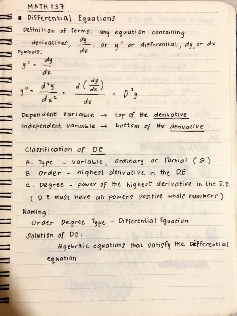 Differential Equations Notes (Padilla) | PDF