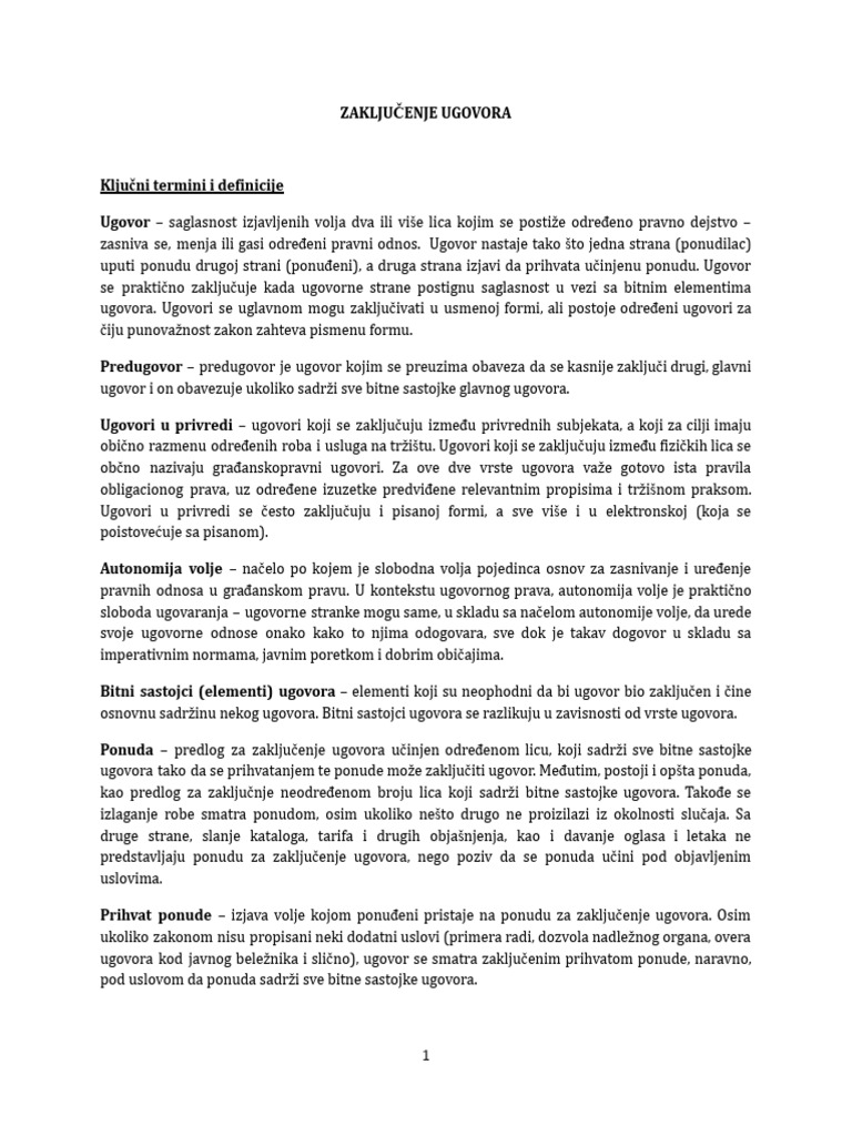 5) Zakljucenje Ugovora | PDF