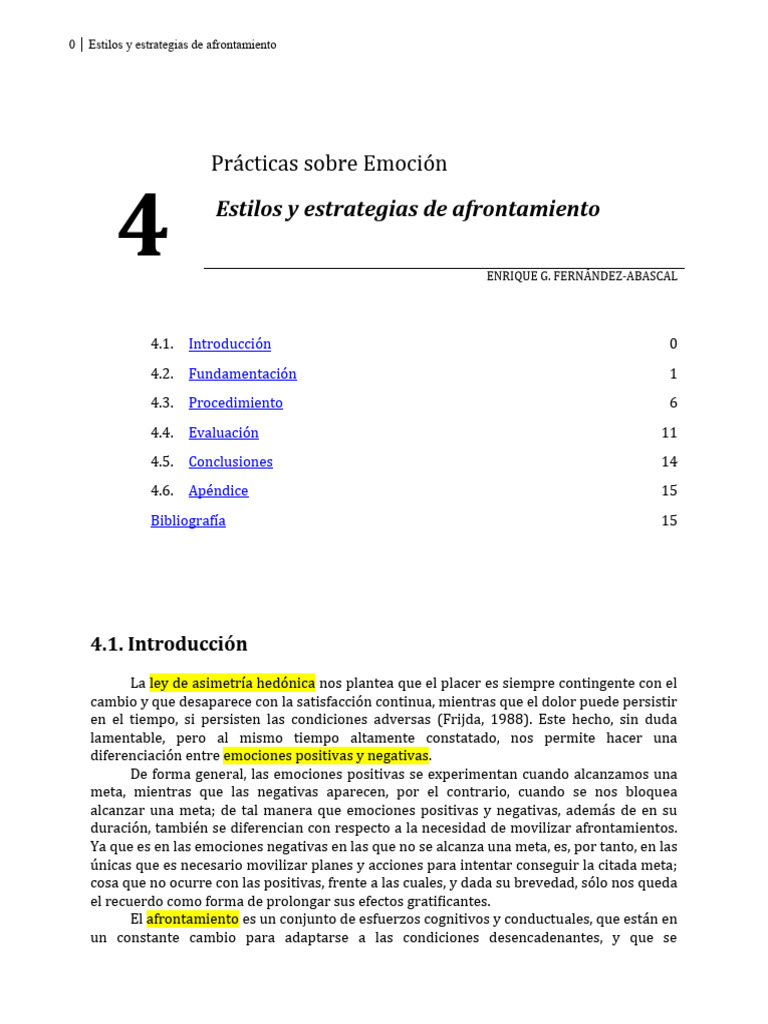 Estrategias de Afrontamiento Emocional | PDF | Las emociones | Estrés ...