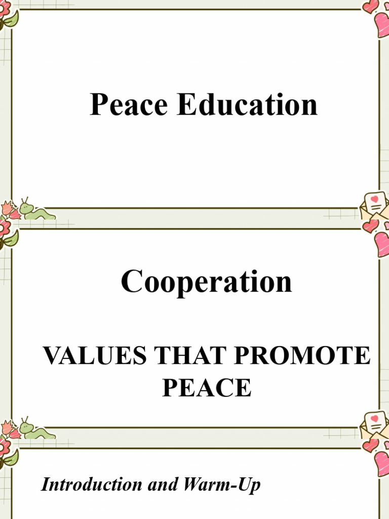 Cooperation Skills for Peace Education | PDF | Self-Improvement