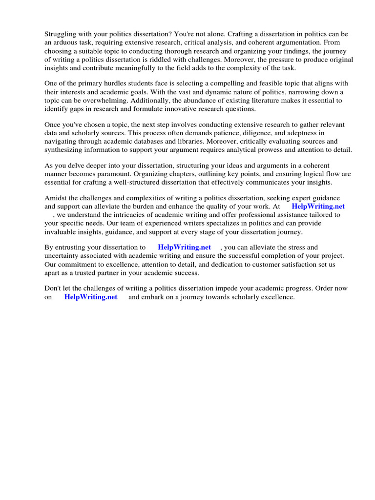 Politics Dissertation Ideas | PDF | Thesis | Science