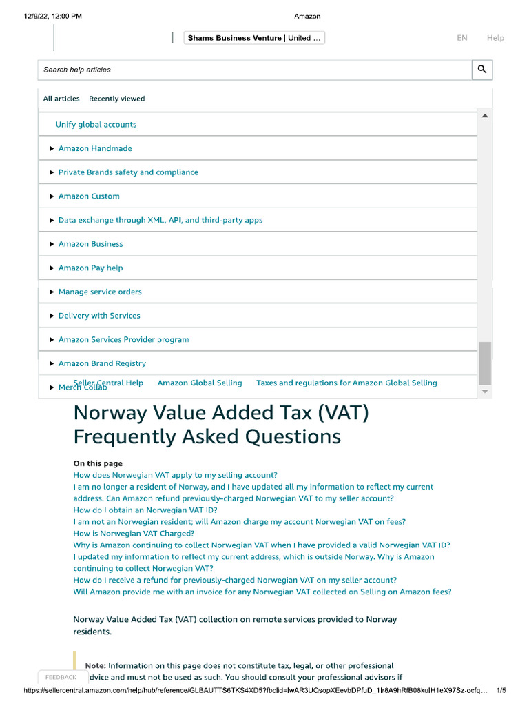 Amazon VAT Rules Norway | PDF