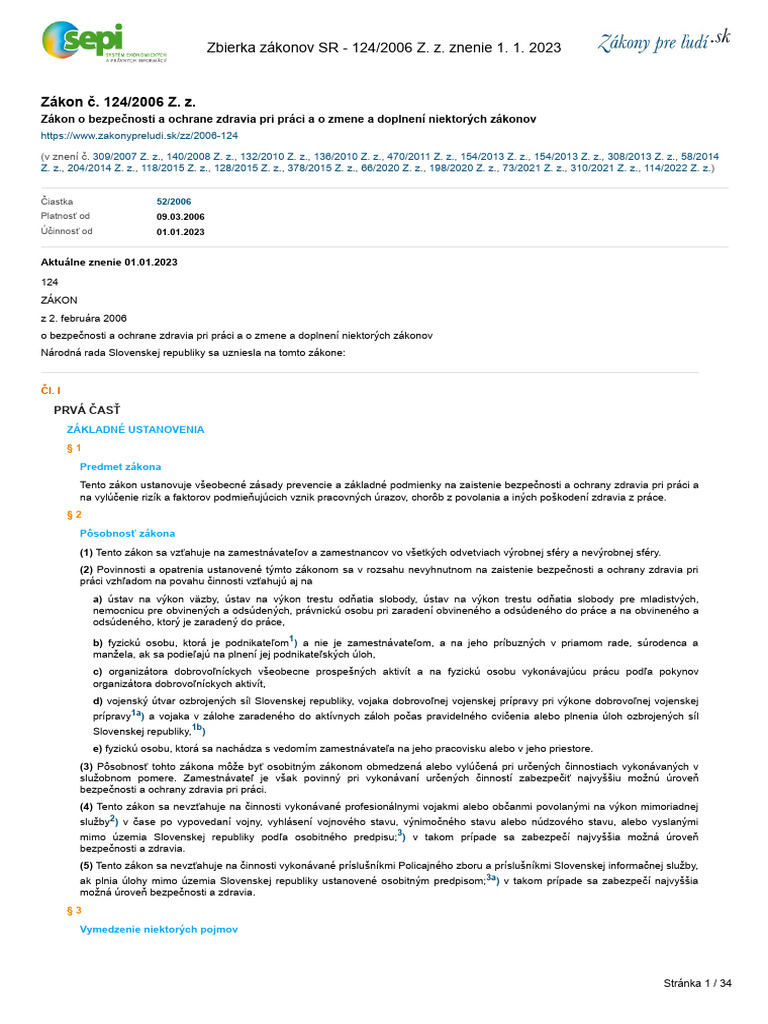 Zakonypreludi SK 124 2006 ZZ 20230101 | PDF