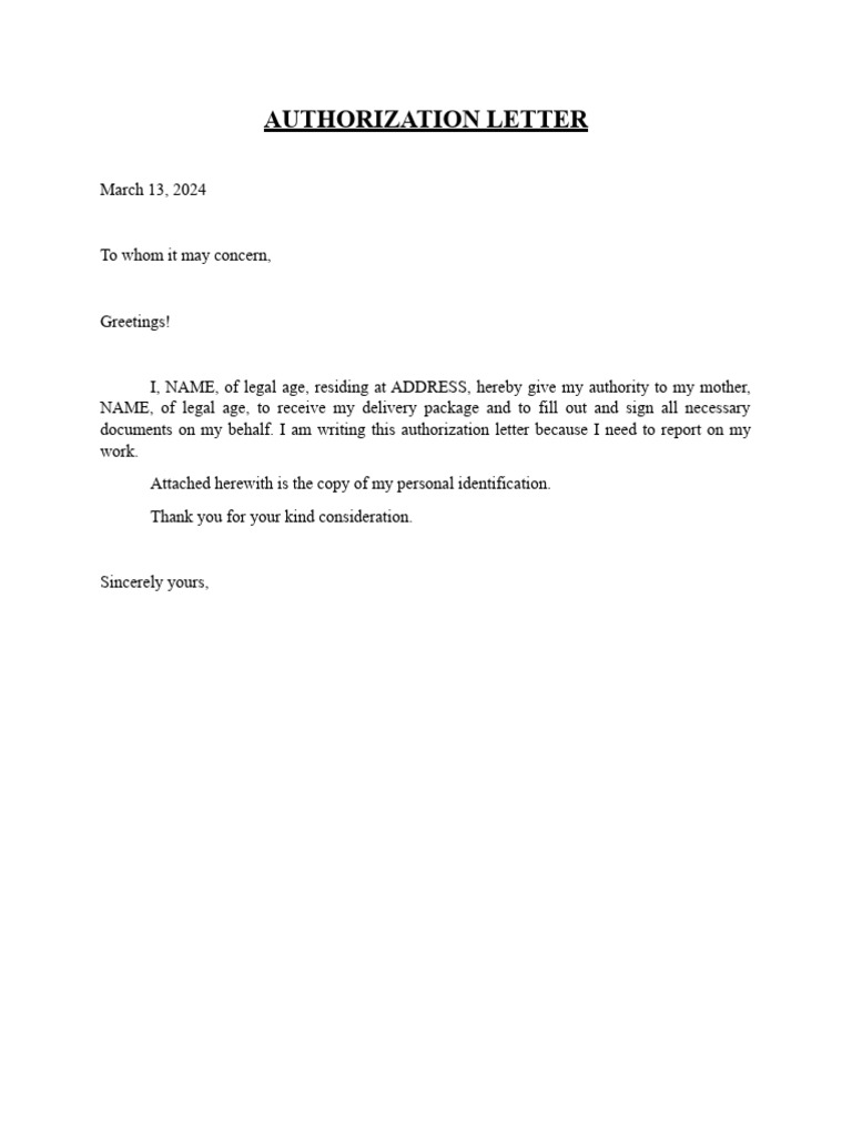 Authorization Letter | PDF