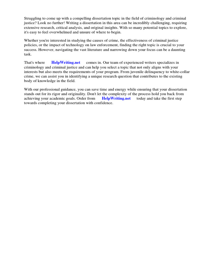 Criminology and Criminal Justice Dissertation Topics | PDF | Crimes | Crime & Violence