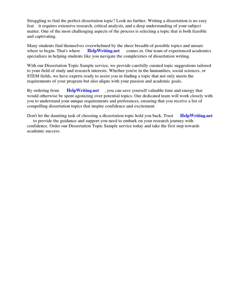 Dissertation Topic Sample | PDF | Thesis | Advertising