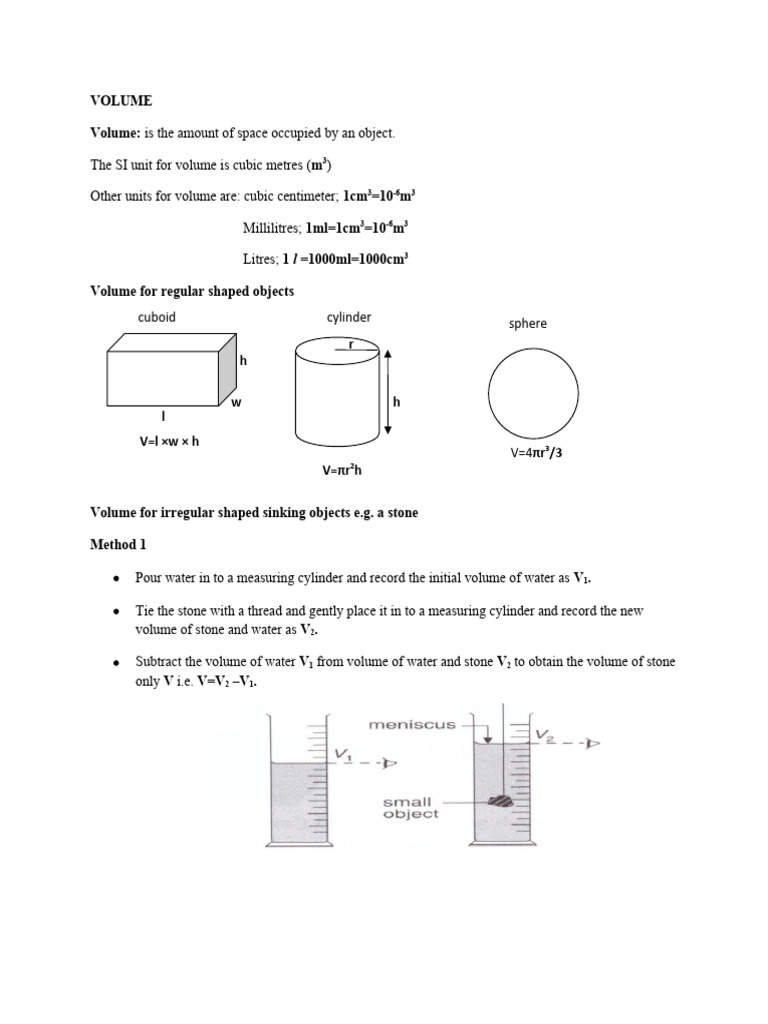 VOLUME AND DENSITY | PDF | Volume | Density