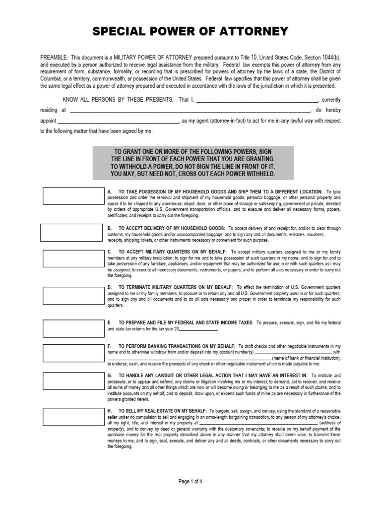 POA - Special | PDF | Power Of Attorney | Lease