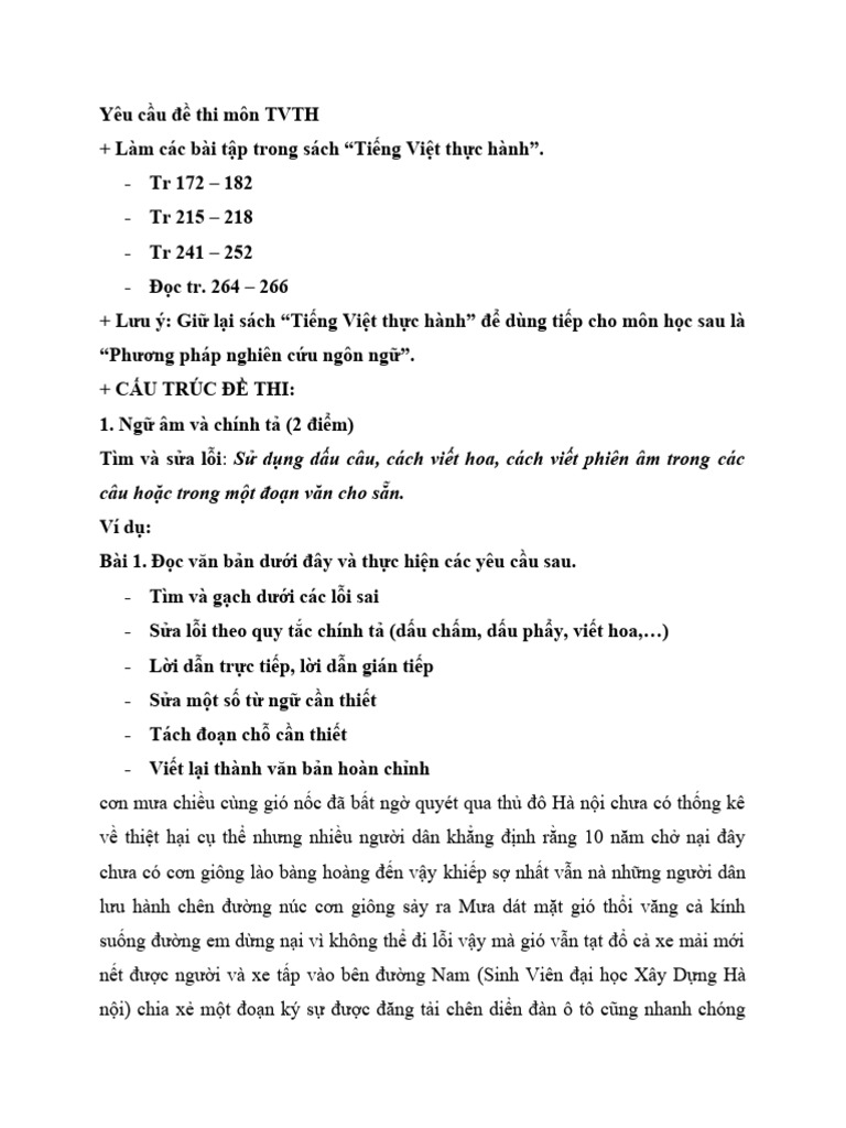 Ôn Tập TVTH (Thi) | PDF