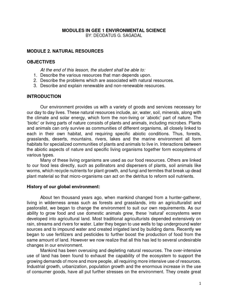 MODULE 2. Natural Resources | PDF | Mining | Agriculture