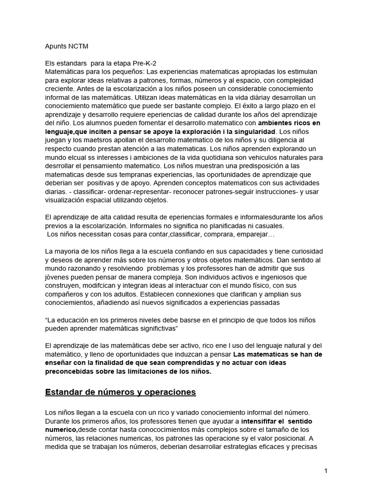 Apunts NCTM | PDF | Aprendizaje | Pensamiento