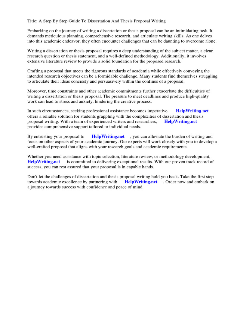 A Step by Step Guide To Dissertation and Thesis Proposal Writing | PDF | Thesis | Plagiarism