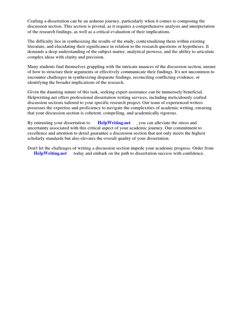 Dissertation Discussion Section Sample Pdf Thesis Information
