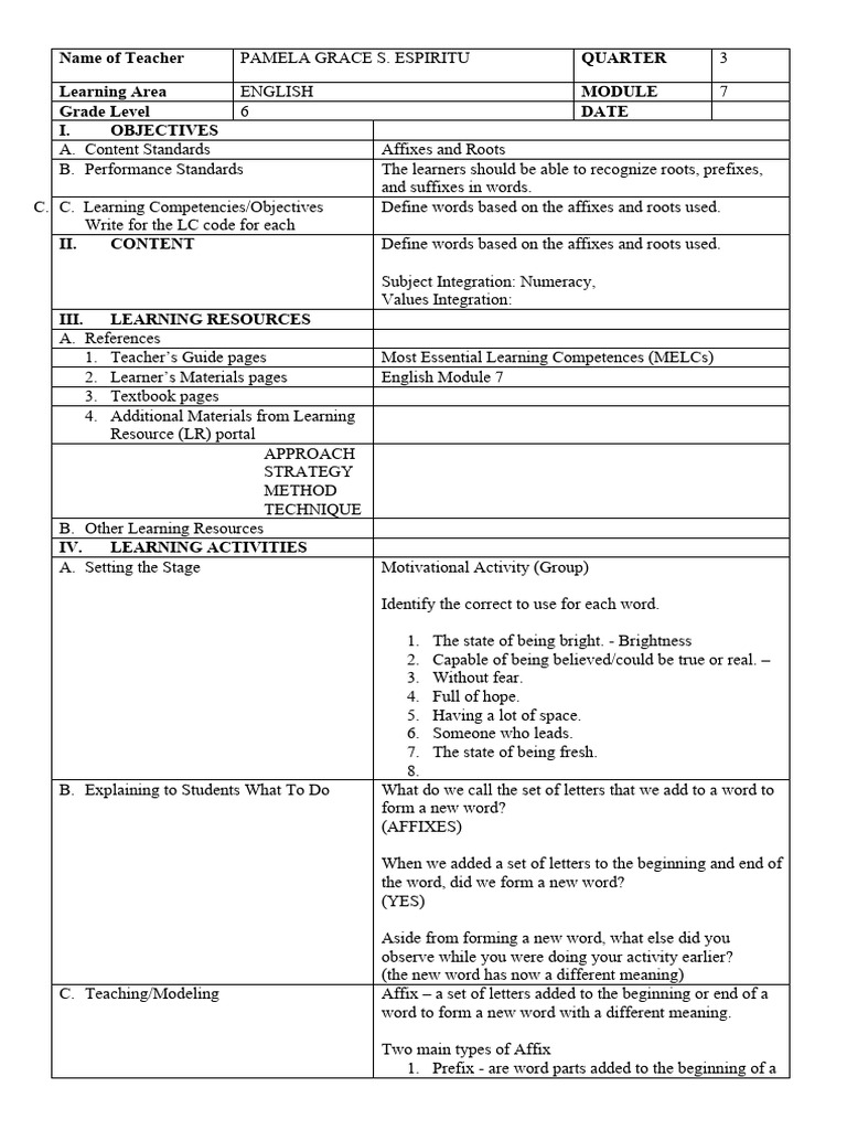 Module 7 English Pdf Learning Word