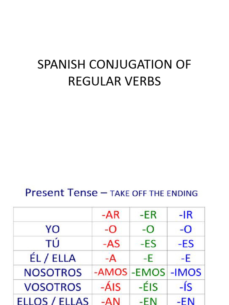 Spanish Regular Verb Conjugation Guide | PDF | Language Arts ...