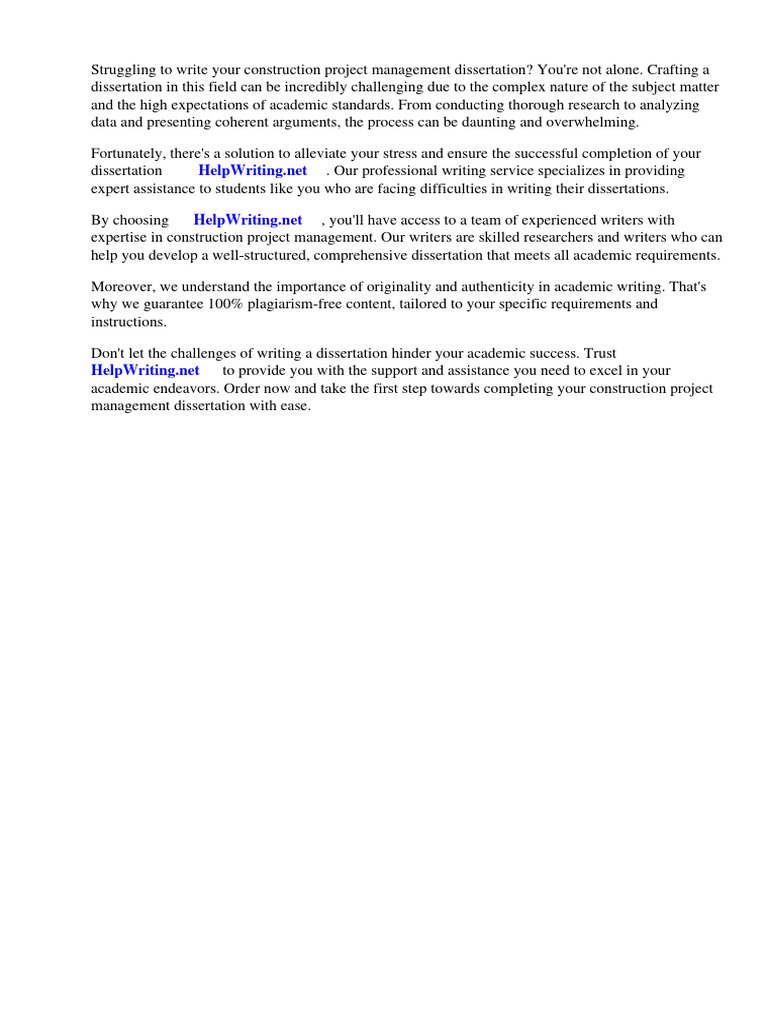 Construction Project Management Dissertation Examples | PDF | Project ...