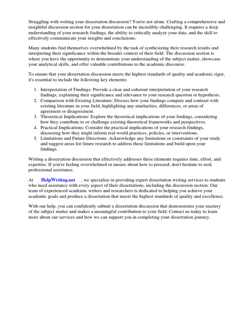 What To Include In Your Dissertation Discussion Pdf Thesis