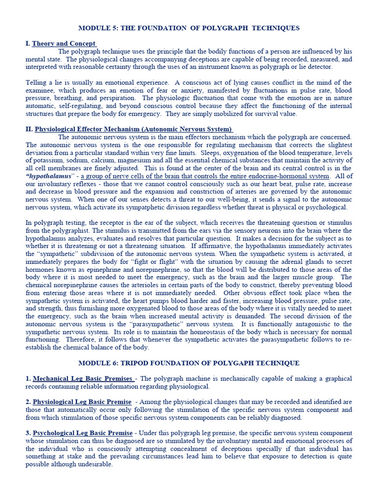 Forensic 105 | PDF | Polygraph | Autonomic Nervous System