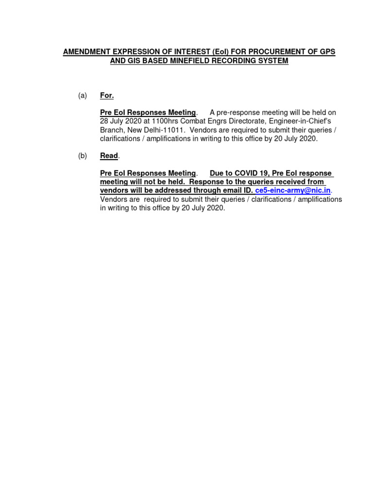 AMENDMENT EXPRESSION OF INTEREST (EoI) GBMRS | PDF | Request For Proposal | Computing