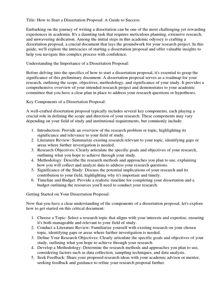 How To Start A Dissertation Proposal | Download Free PDF | Methodology ...