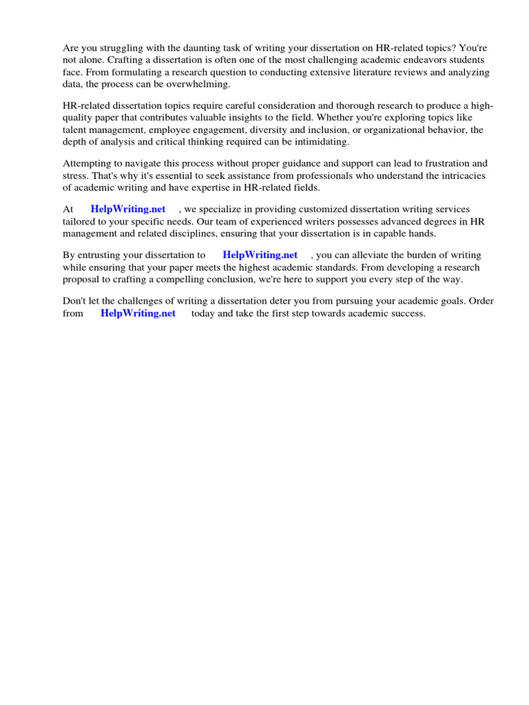 HR Related Dissertation Topics | PDF | Human Resource Management ...