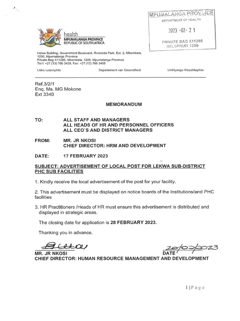 Standerton Hospital | PDF