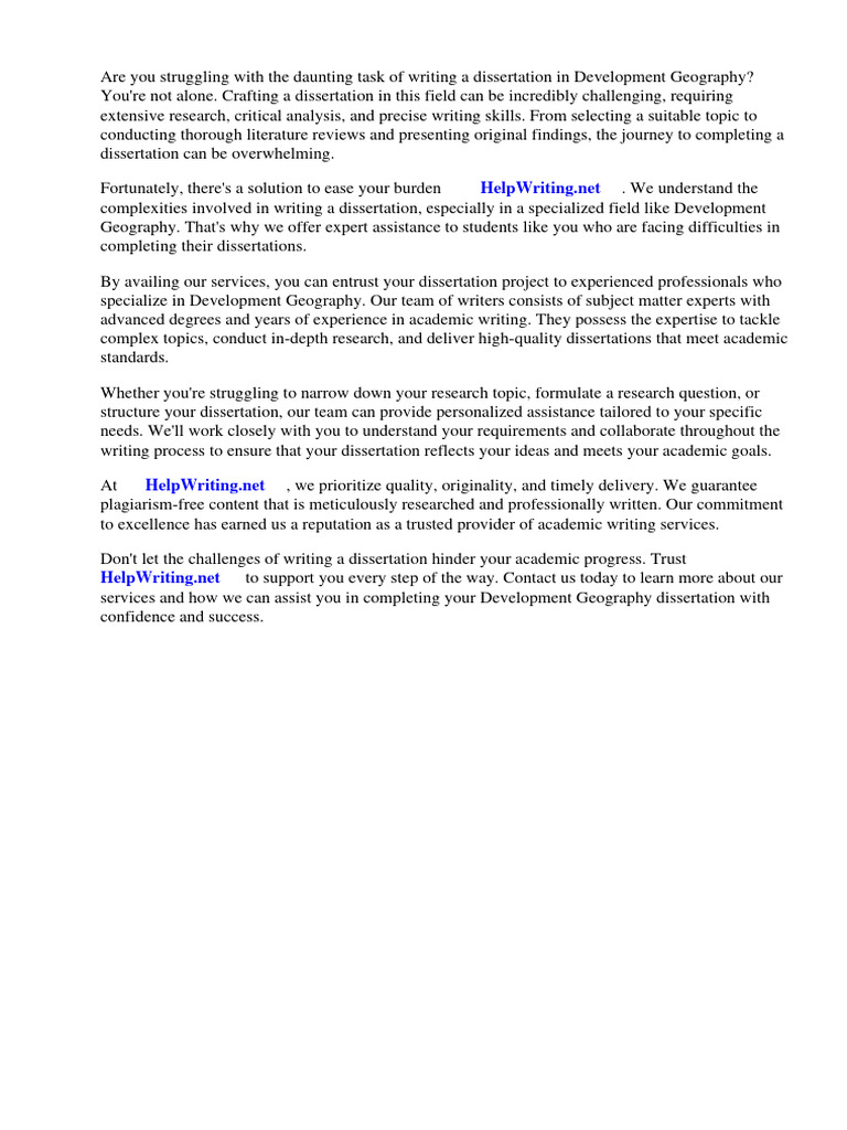 Development Geography Dissertation Topics | PDF | Thesis | Geography