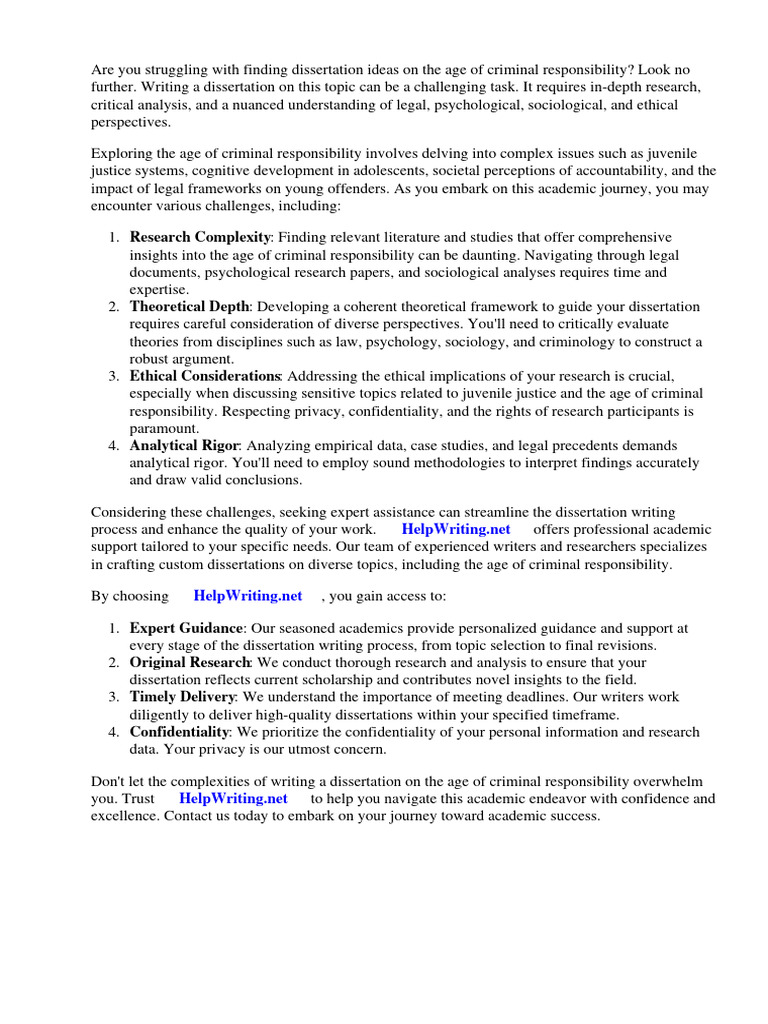 Age of Criminal Responsibility Dissertation Ideas | PDF | Crimes ...
