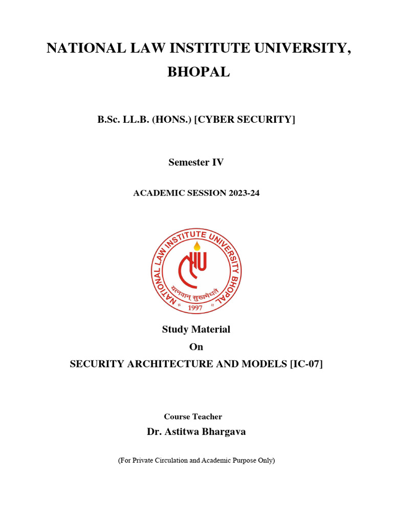 Study Material- SECURITY ARCHITECTURE AND MODELS | PDF | Information ...