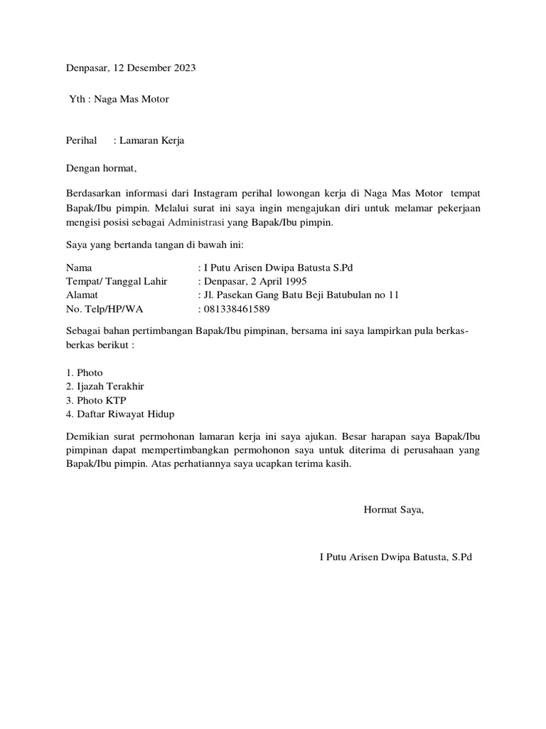 CV Naga Mas Motor | PDF