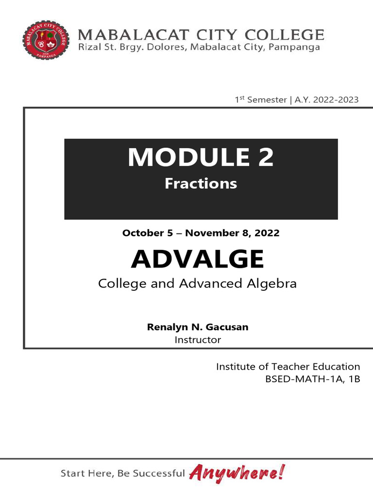 Module 2 Fractions | PDF | Numbers | Arithmetic