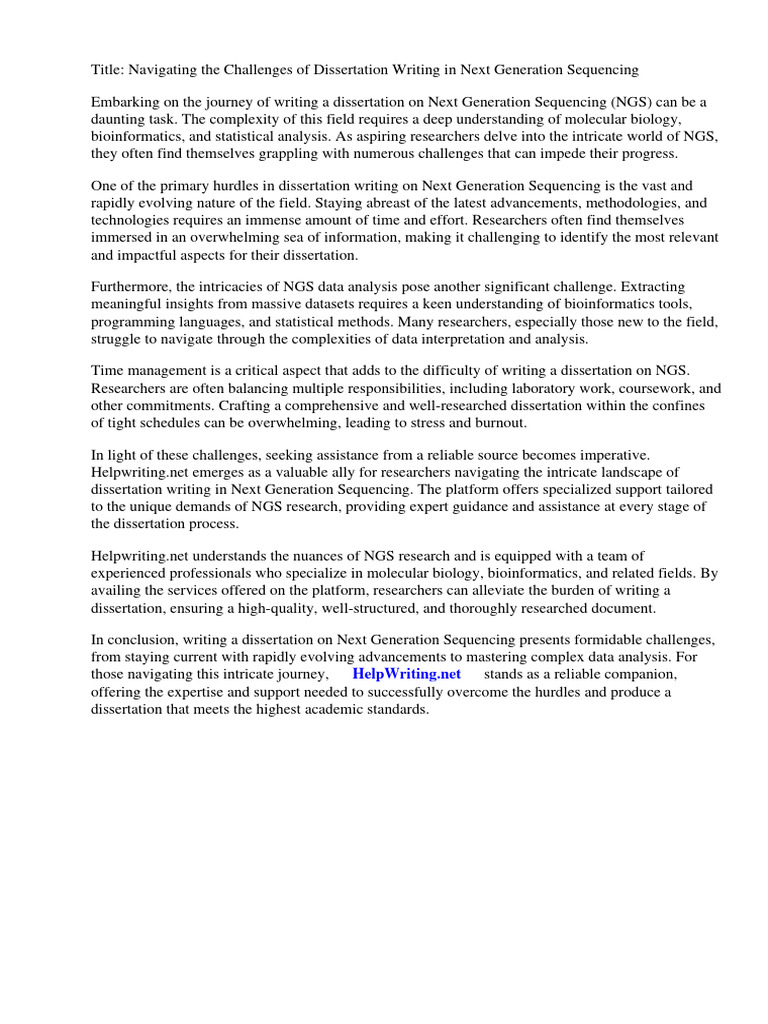 Dissertation Next Generation Sequencing | PDF | Dna Sequencing | Bioinformatics