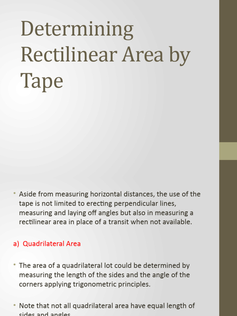 Determining Rectilinear Area by Tape | PDF | Triangle | Area