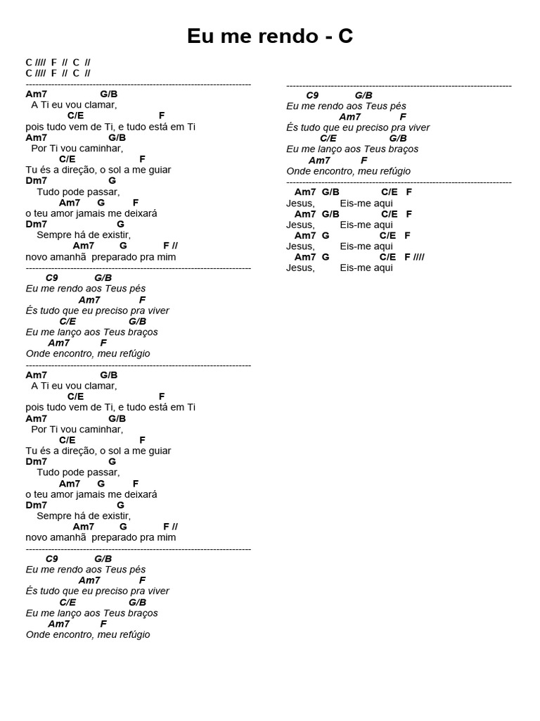 Eu Me Rendo - C | PDF