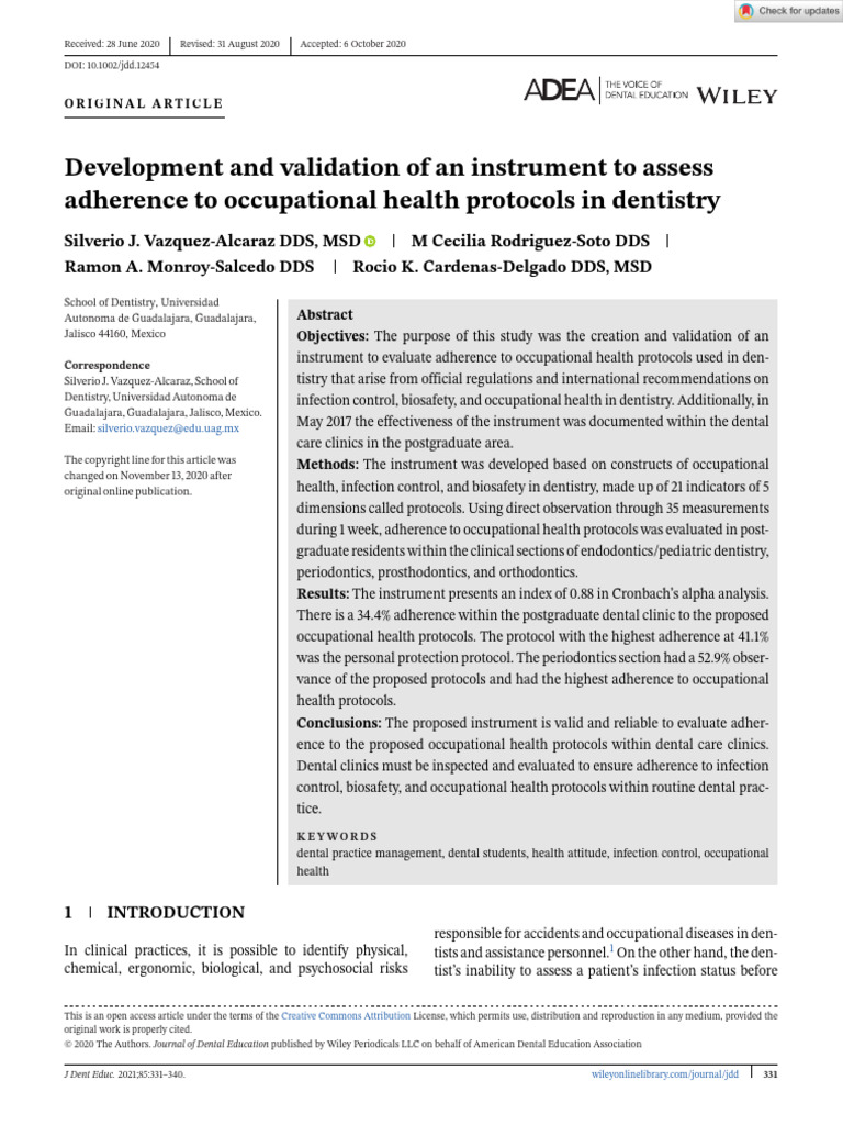 Journal of Dental Education - 2020 - Vazquez Alcaraz - Development and Validation of An ...