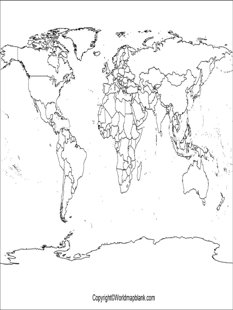 Map of World Worksheet A4 | PDF
