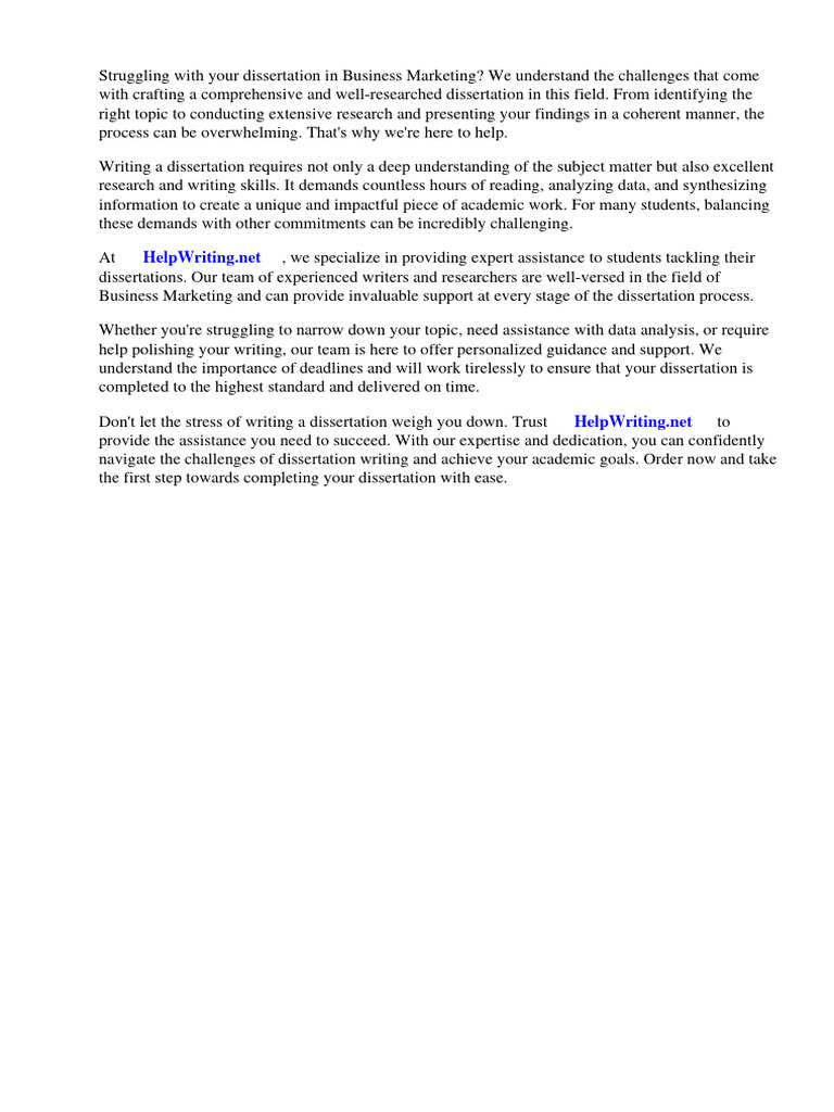 Business Marketing Dissertation Help | PDF | Marketing | Advertising