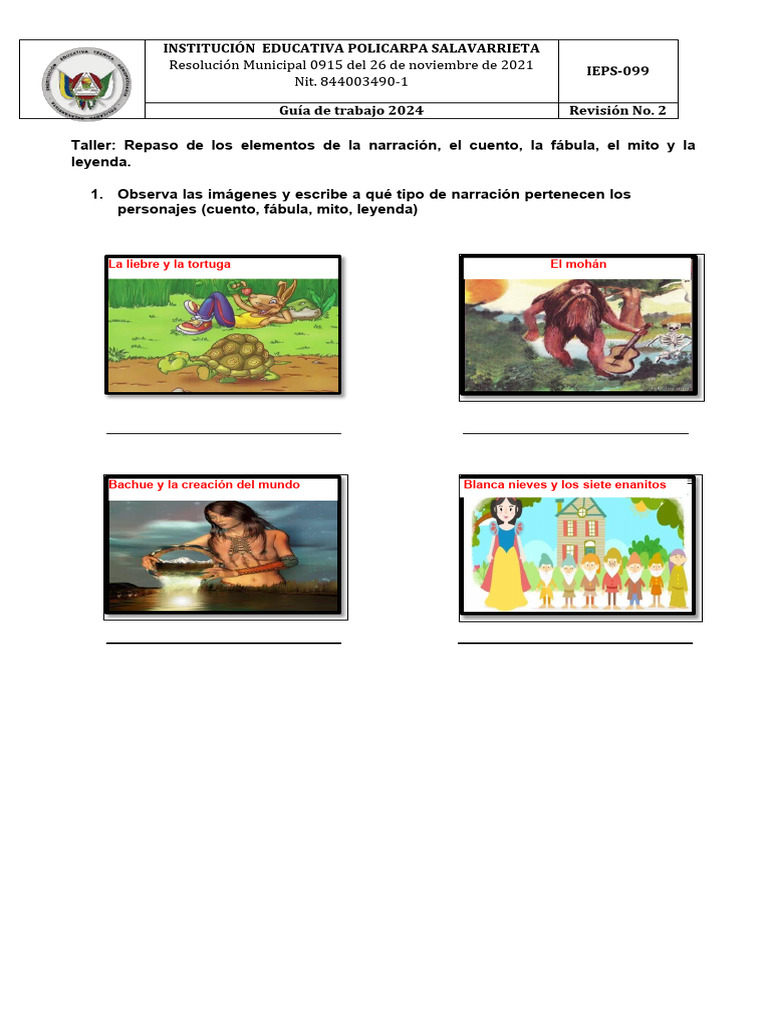 Actividad para Grado Cuarto Guias | PDF