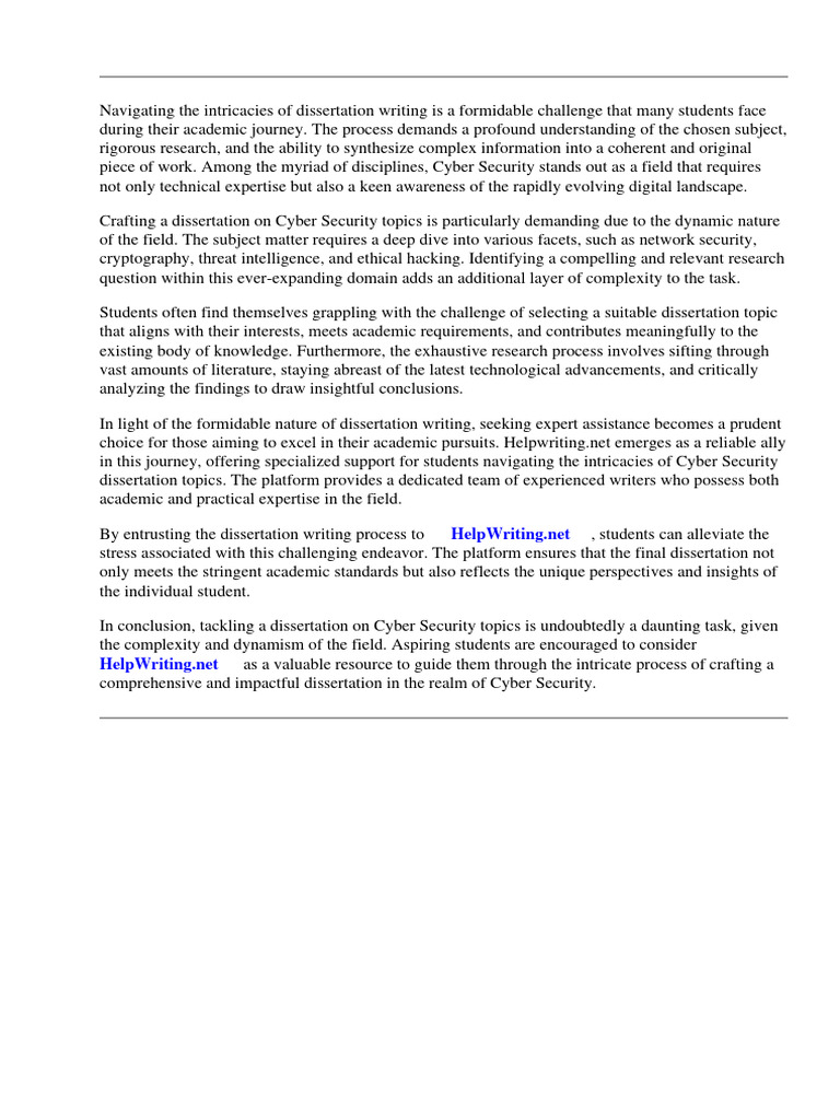 Dissertation Topics on Cyber Security | PDF | Computer Security | Security