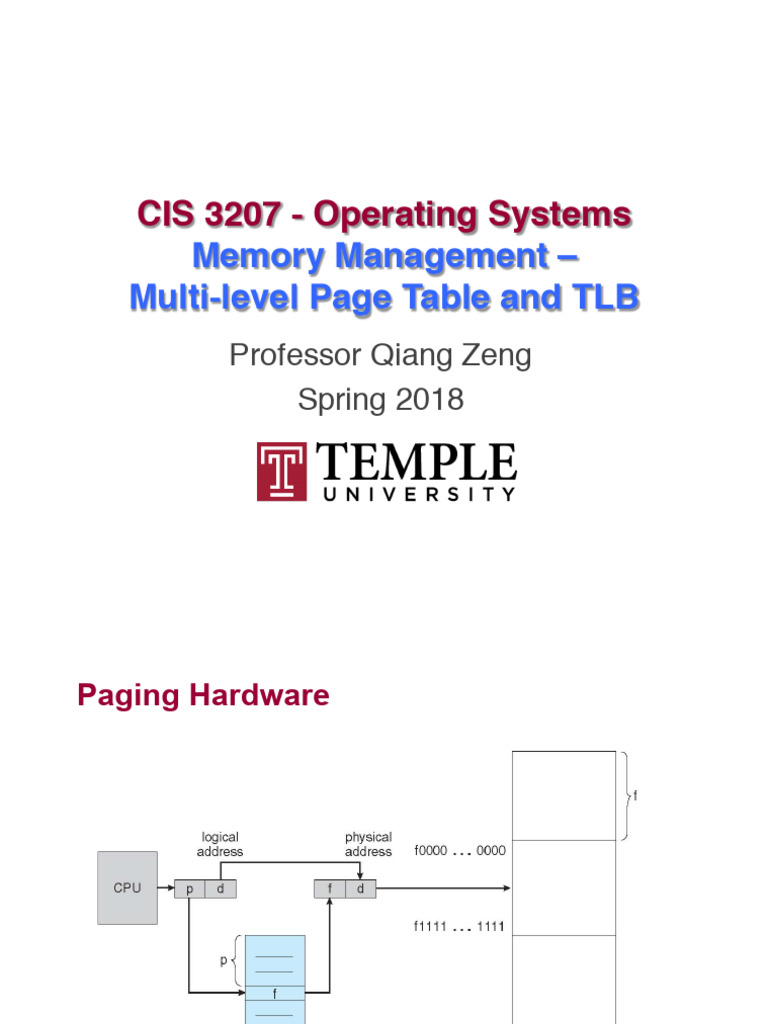 17 Multilevel Page Table TLB | PDF | Cpu Cache | Computer Architecture