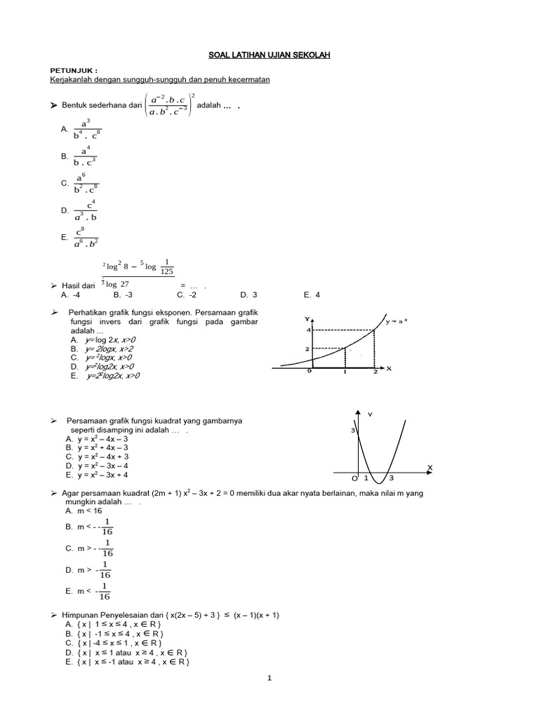 Latihan Soal Matematika Wajib. | PDF