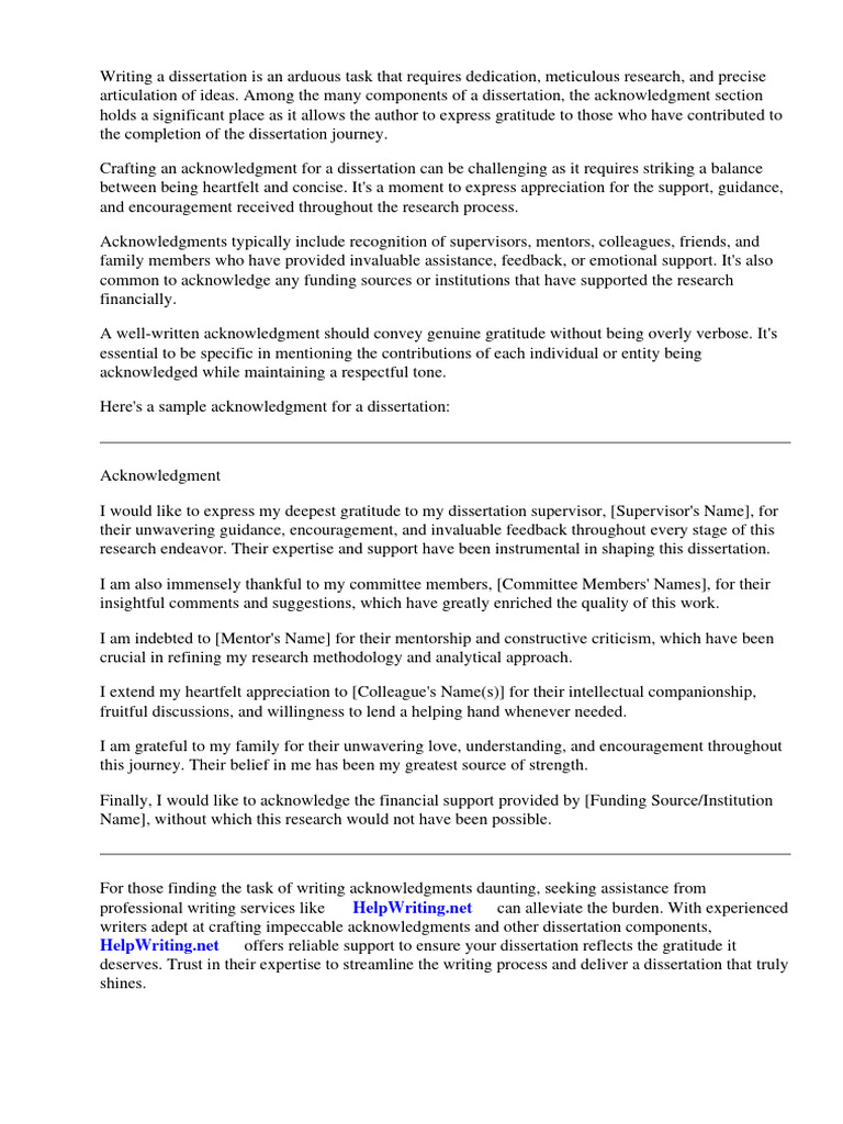 How to Write Acknowledgement for Dissertation Sample | PDF | Thesis ...