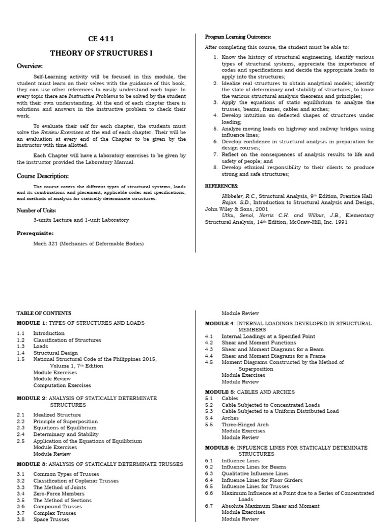 Module 1 TOS | PDF | Structural Analysis | Truss