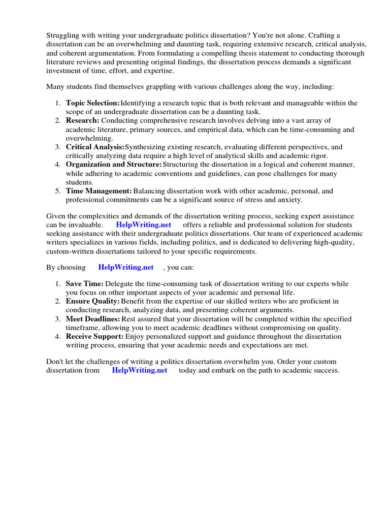 Undergraduate Politics Dissertation Examples | PDF | Thesis | Science