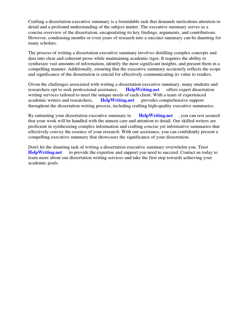 How To Write A Dissertation Executive Summary | PDF | Essays | Data
